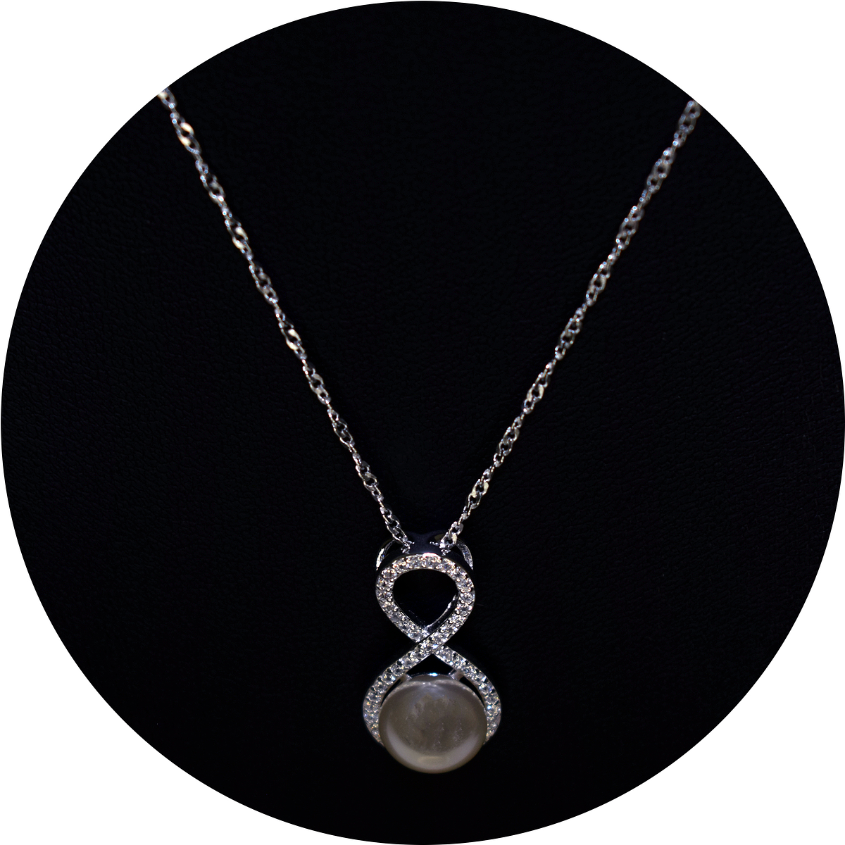 Collar + Colgante Infinito Perla Plata Fina Ley 925 Circones