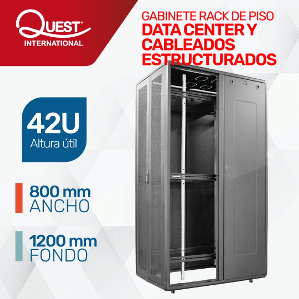 Gabinete Rack de Piso 42U | Ancho: 800 mm • Fondo: 1.200 mm | DAGA S.A ...