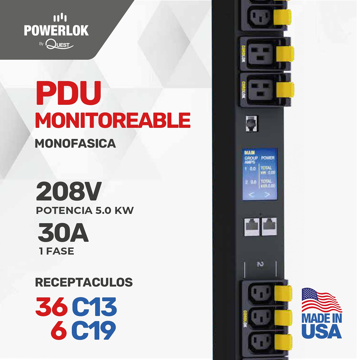 PDU Vertical Monitoreable para Rack | 36 Salidas C13 y 6 C19 | DAGA S.A ...