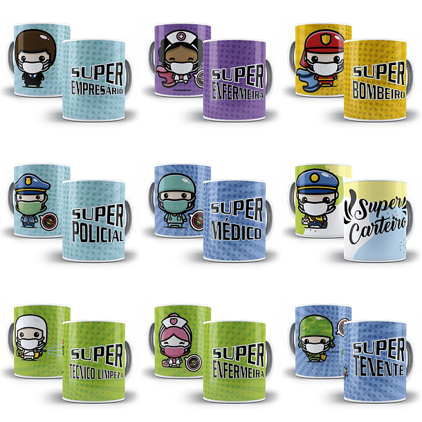 49 Artes para Caneca Profissão Linha de Frente Editável e...