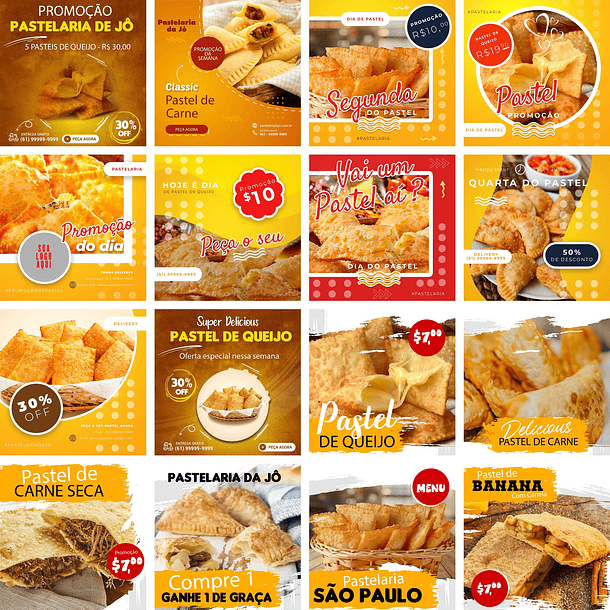 50 Artes Mídias Sociais Pastelaria Pastel 2.0 Editáveis P...