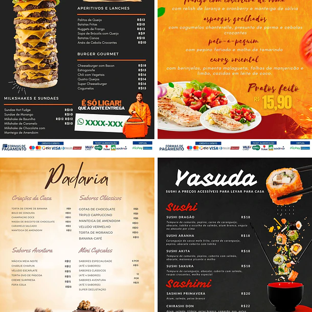 Pack Canva Cardápios Menus Templates Editáveis 10 Artes