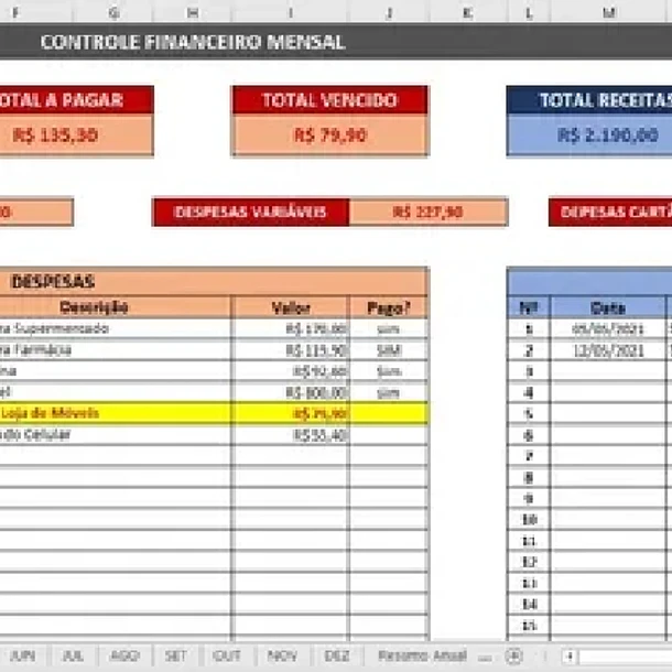 Planilha Controle Financeiro Pessoal