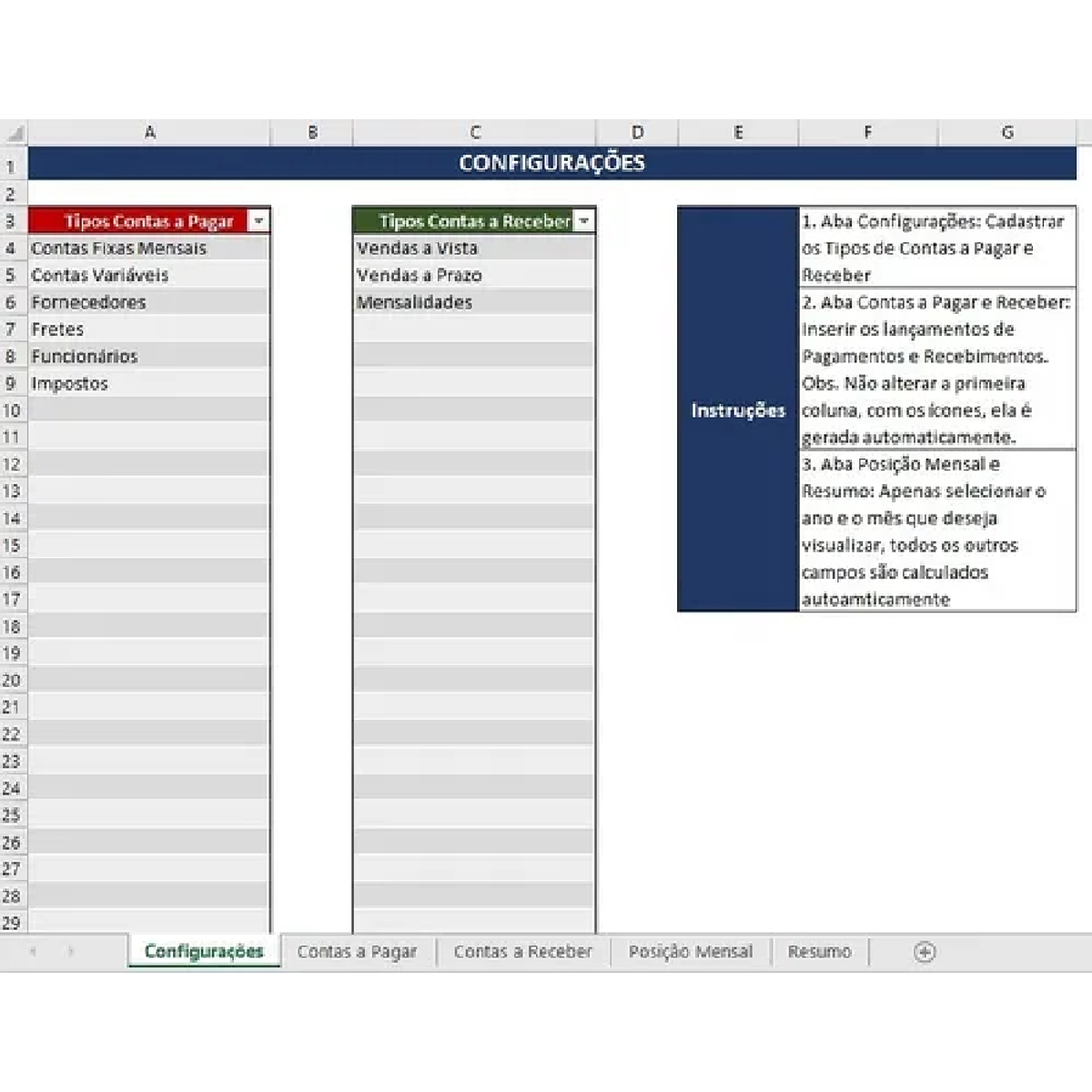 Planilha Contas A Pagar E Receber