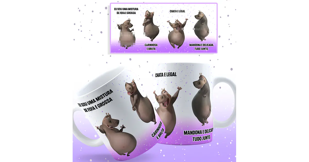 Arte Caneca Eu sou uma Mistura de Fofa e Grossa Gloria Madag