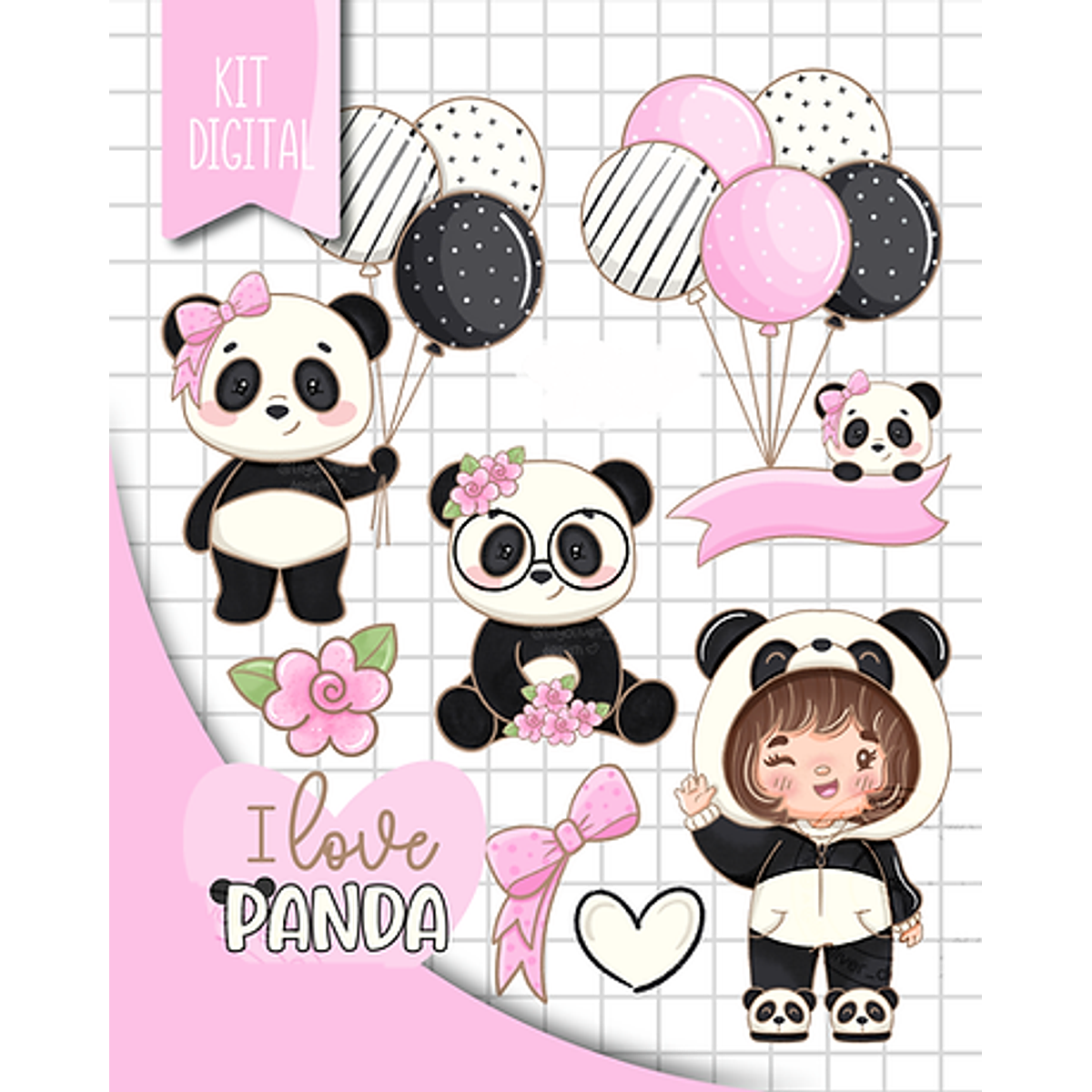 Kit Digital Pandinha Kids em Png