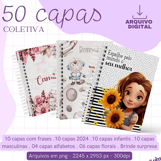 50 Artes para Capas Agendas 2024 Arquivo em Jpg