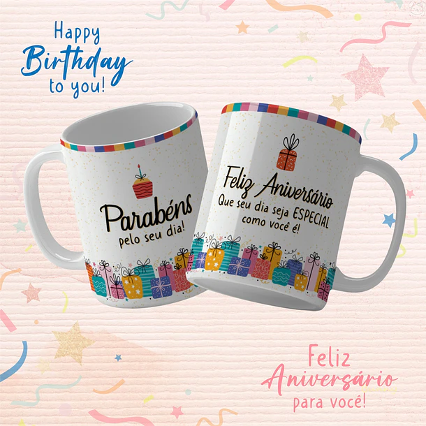19 Artes para Caneca Aniversário Arquivo Editável
