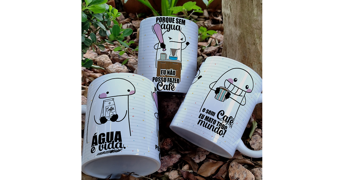 Arte para Caneca Flork Água é Vida porque sem aguá eu não po