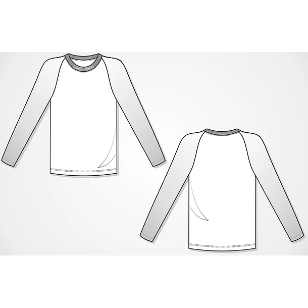Molde Camiseta Raglan Manga Longa (PP-EGG) Arquivo PDF + Edi