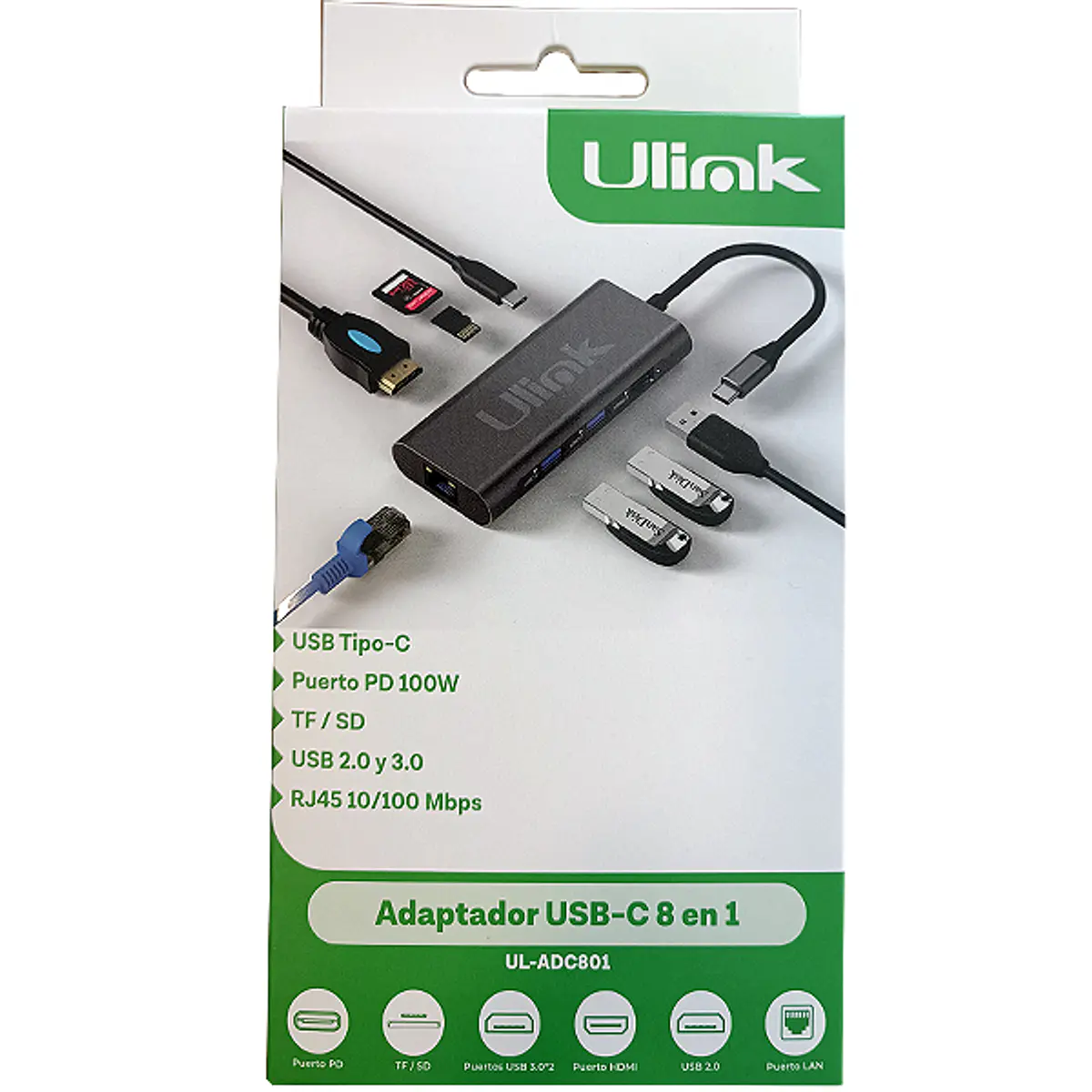 Hub adaptador USB-C 8 en 1 3XUSB3.0 + HDMI + RJ45 + PDUSB... | Easytech ...