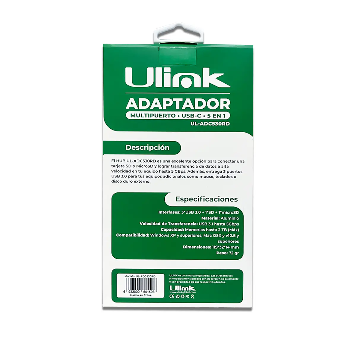 HUB Adaptador multipuesto USB C 5 en 1 , USB3.0*3, SD*1 , Mi | Easytech ...