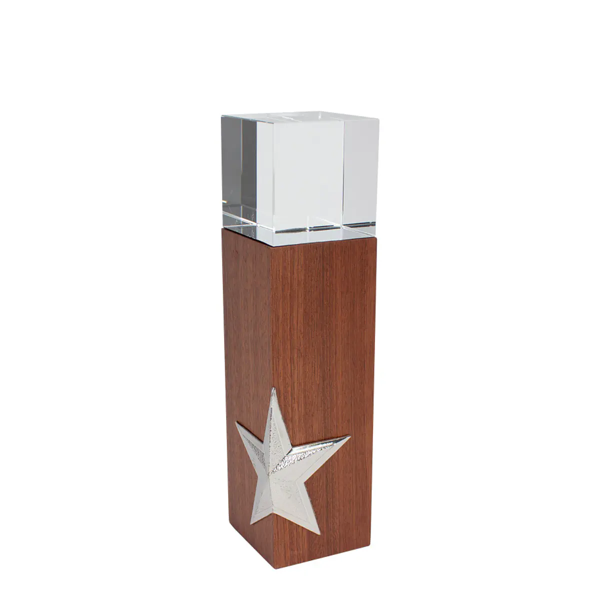 🏆 Trofeo “Silver Star” de Madera y Cristal con Detalle Metá