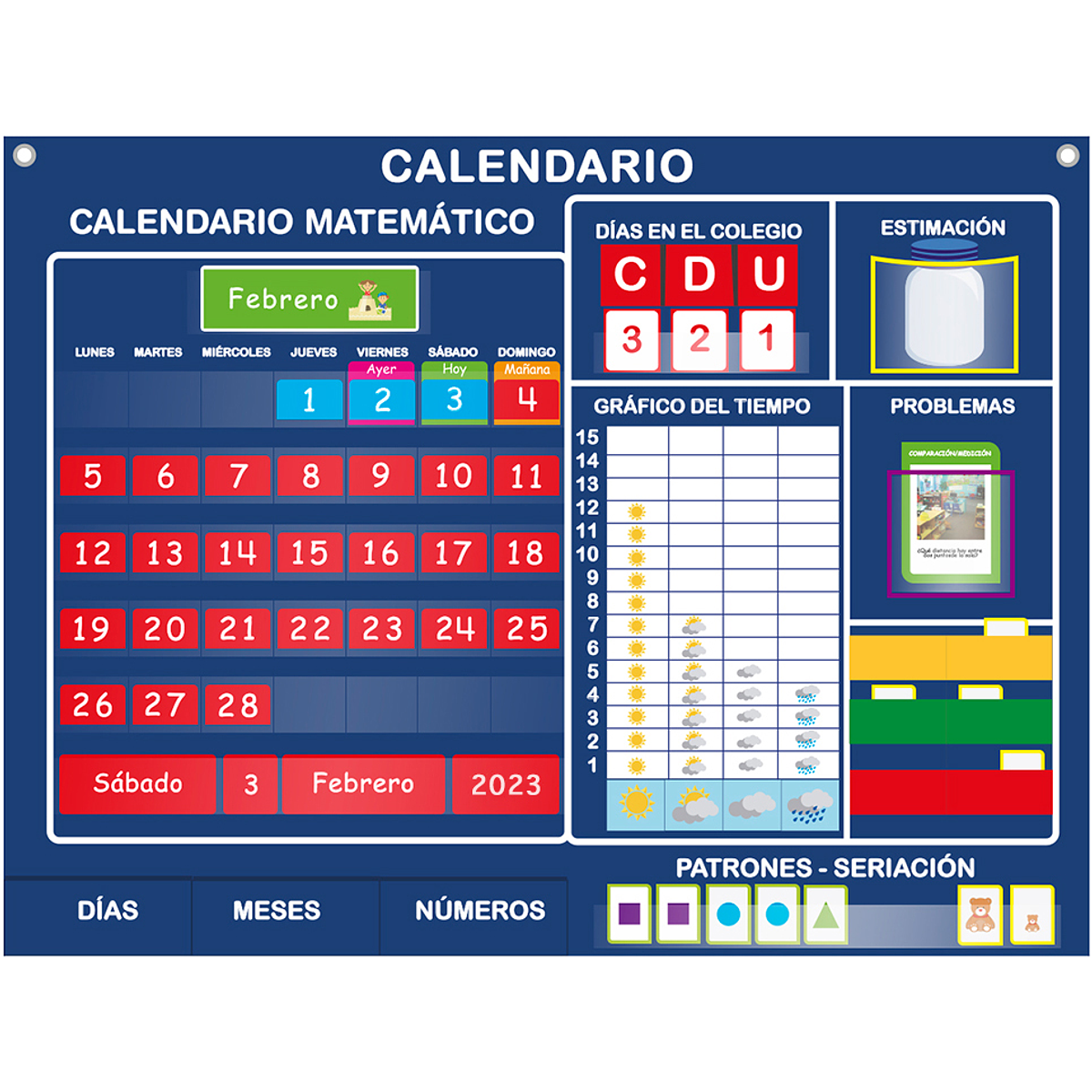Panel de aprendizaje Calendario Matemático prekinder kinder
