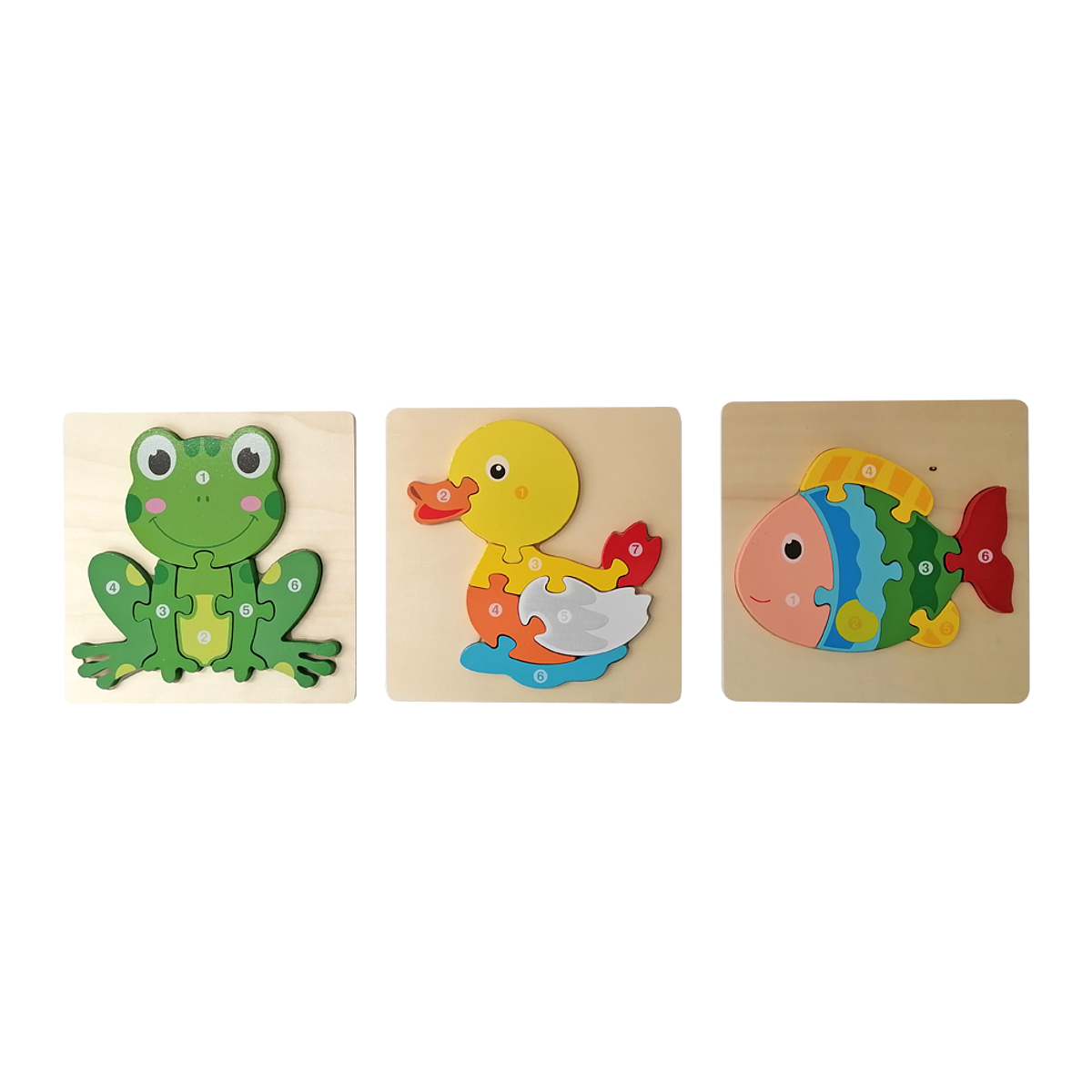 Set de 3 Puzzles Animales Acuáticos Madera 17x17