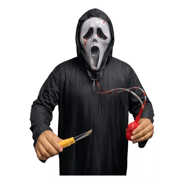 Disfraz Ghostface Scary Movie Traje + Máscara Con Sangre + C