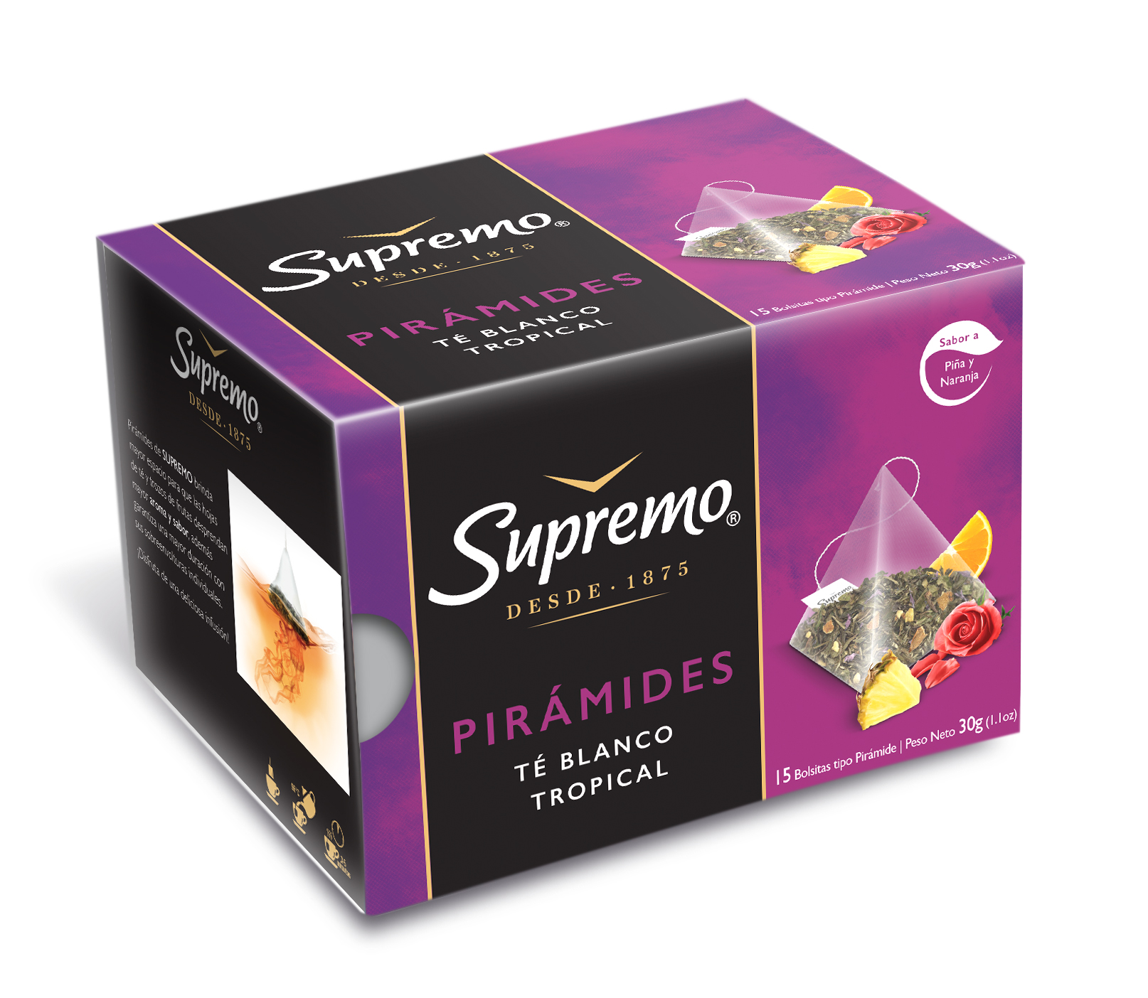 Té piramide blanco tropical