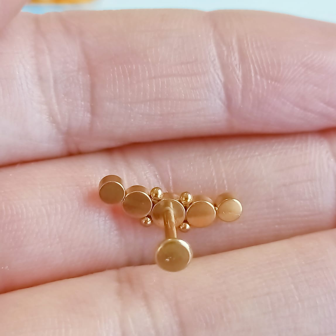 Piercing Oreja Tragus Conch Zircon Chapado En Oro 18k Unidad