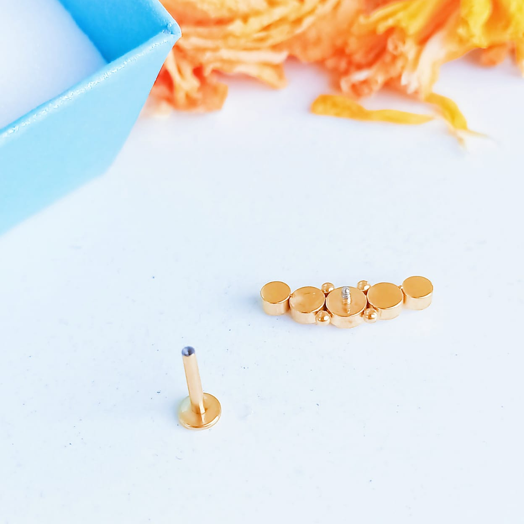 Piercing Oreja Tragus Conch Zircon Chapado En Oro 18k Unidad