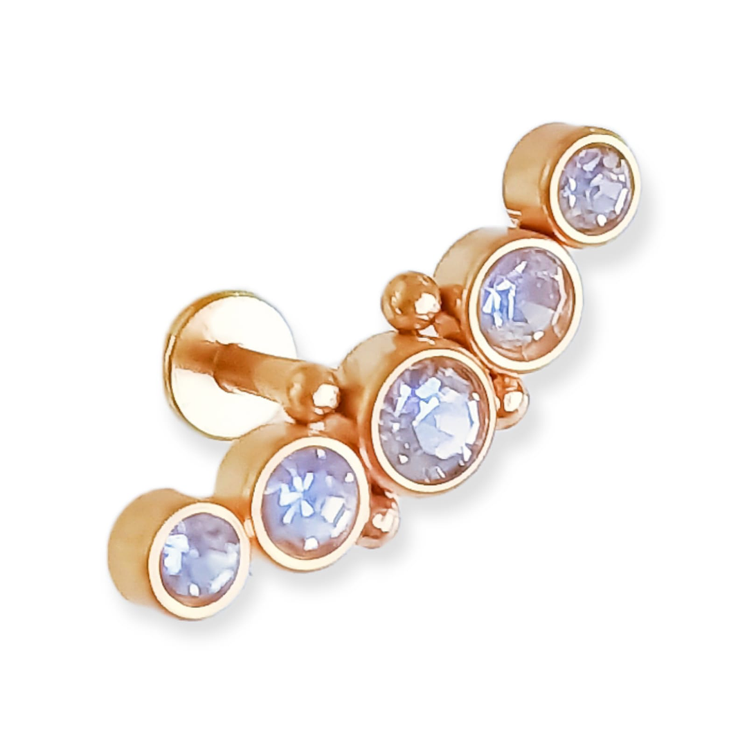 Piercing Oreja Tragus Conch Zircon Chapado En Oro 18k Unidad