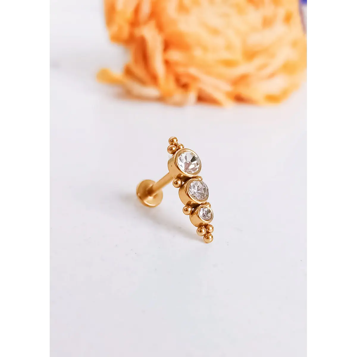Piercing Oreja Tragus Conch Lobulo Chapado En Oro 18k Unidad