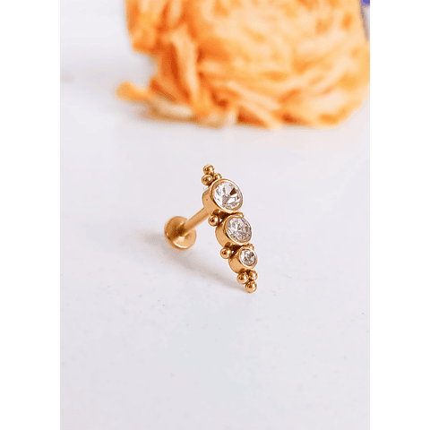 Piercing Oreja Tragus Conch Lobulo Chapado En Oro 18k Unidad