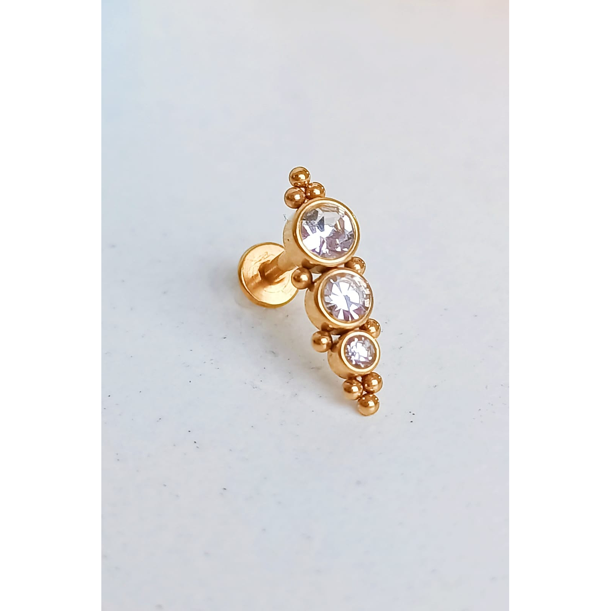 Piercing Oreja Tragus Conch Lobulo Chapado En Oro 18k Unidad