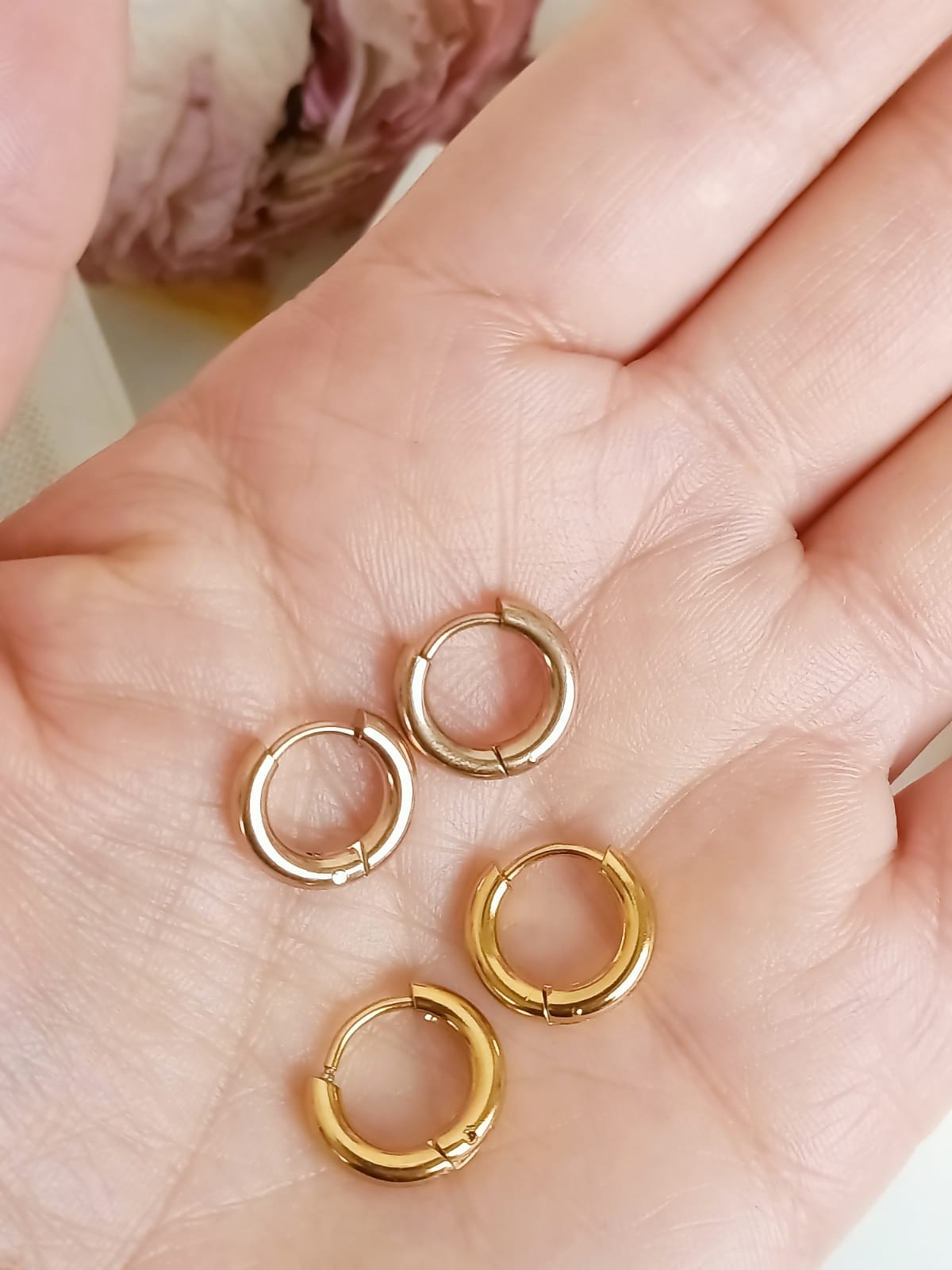 Pack 2 Par De Argollas Piercing Orejas Chapadas En Oro 18k