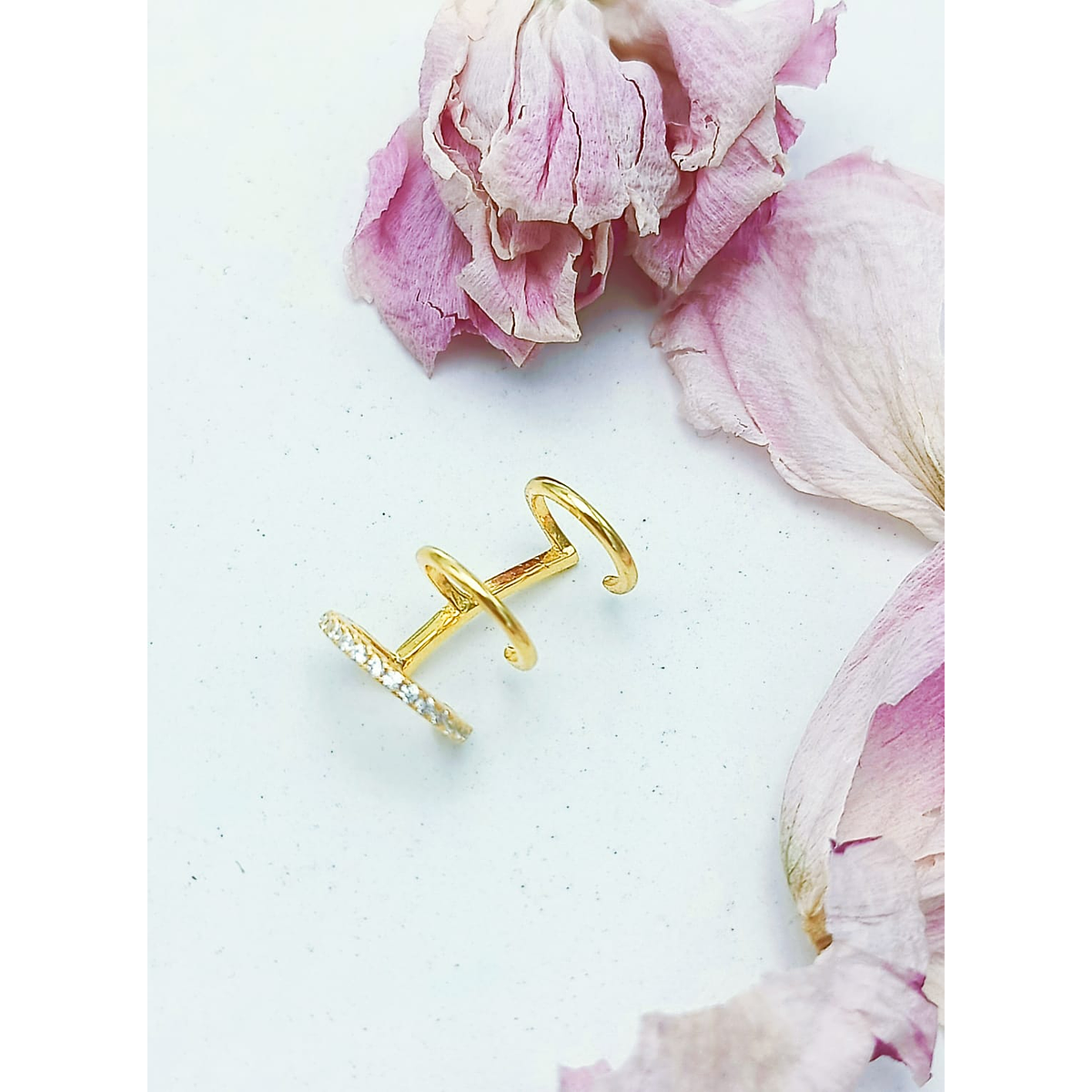 Aro Earcuff Triple Sin Perforación Plata 925 Chapado En Oro