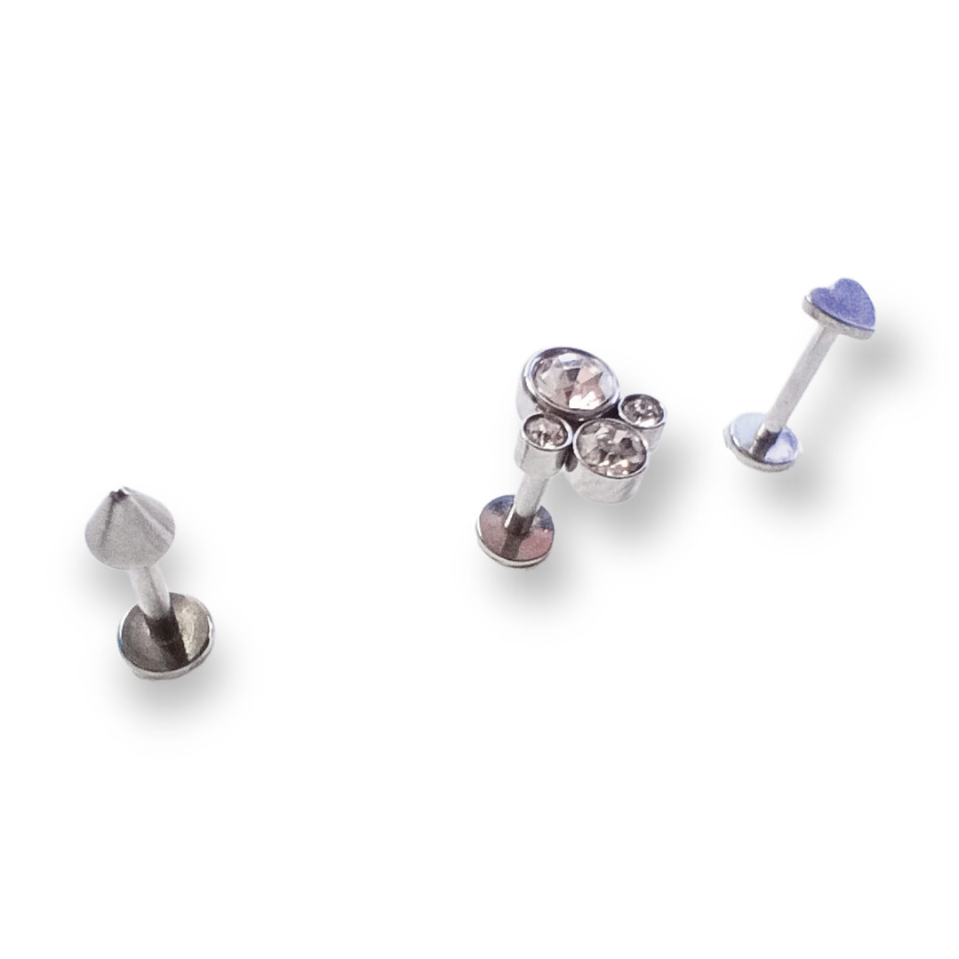 Set de Piercing Conquista Labret push pin acero quirurgico