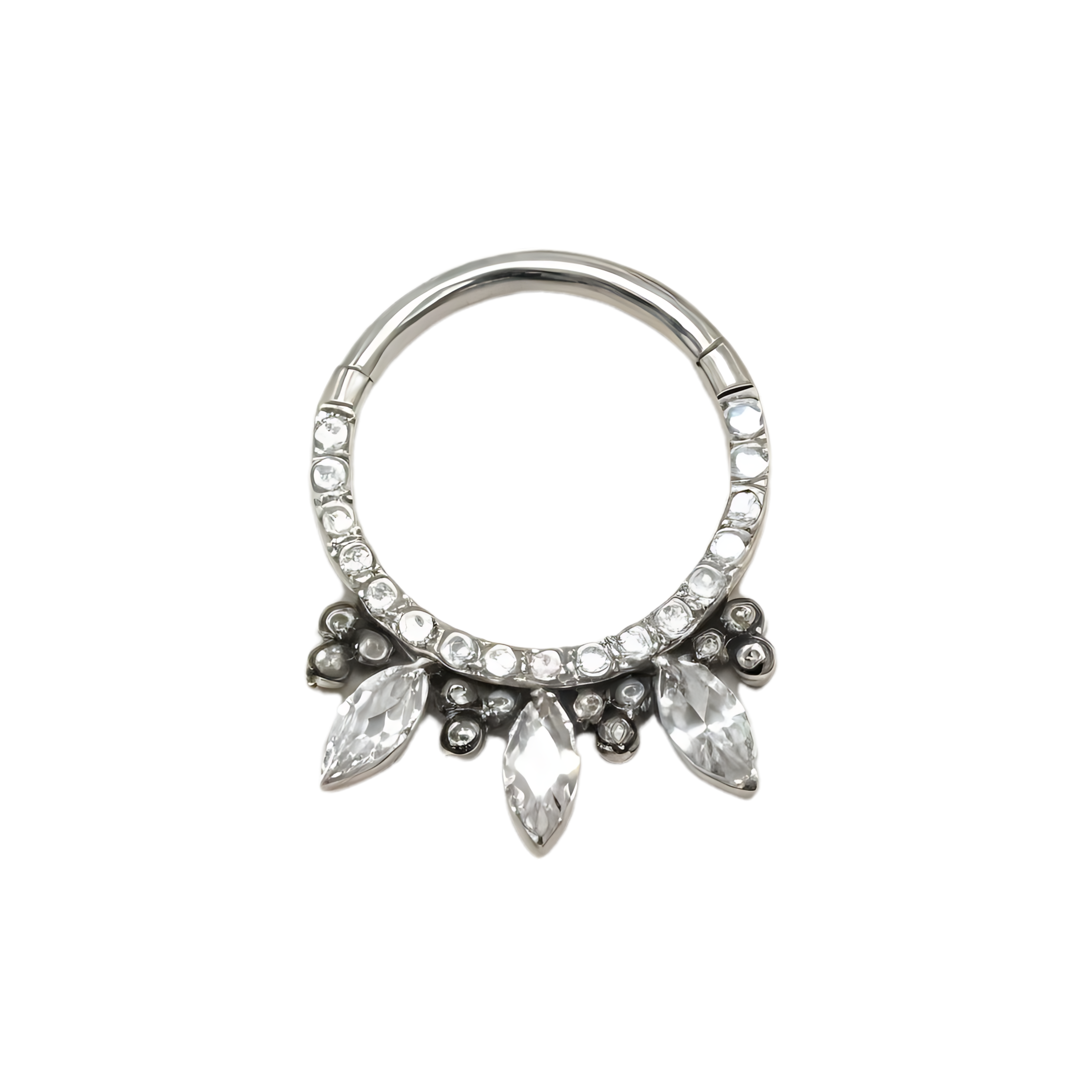 Piercing septum clicker 10mm 16g puntas zirconia titanio ast
