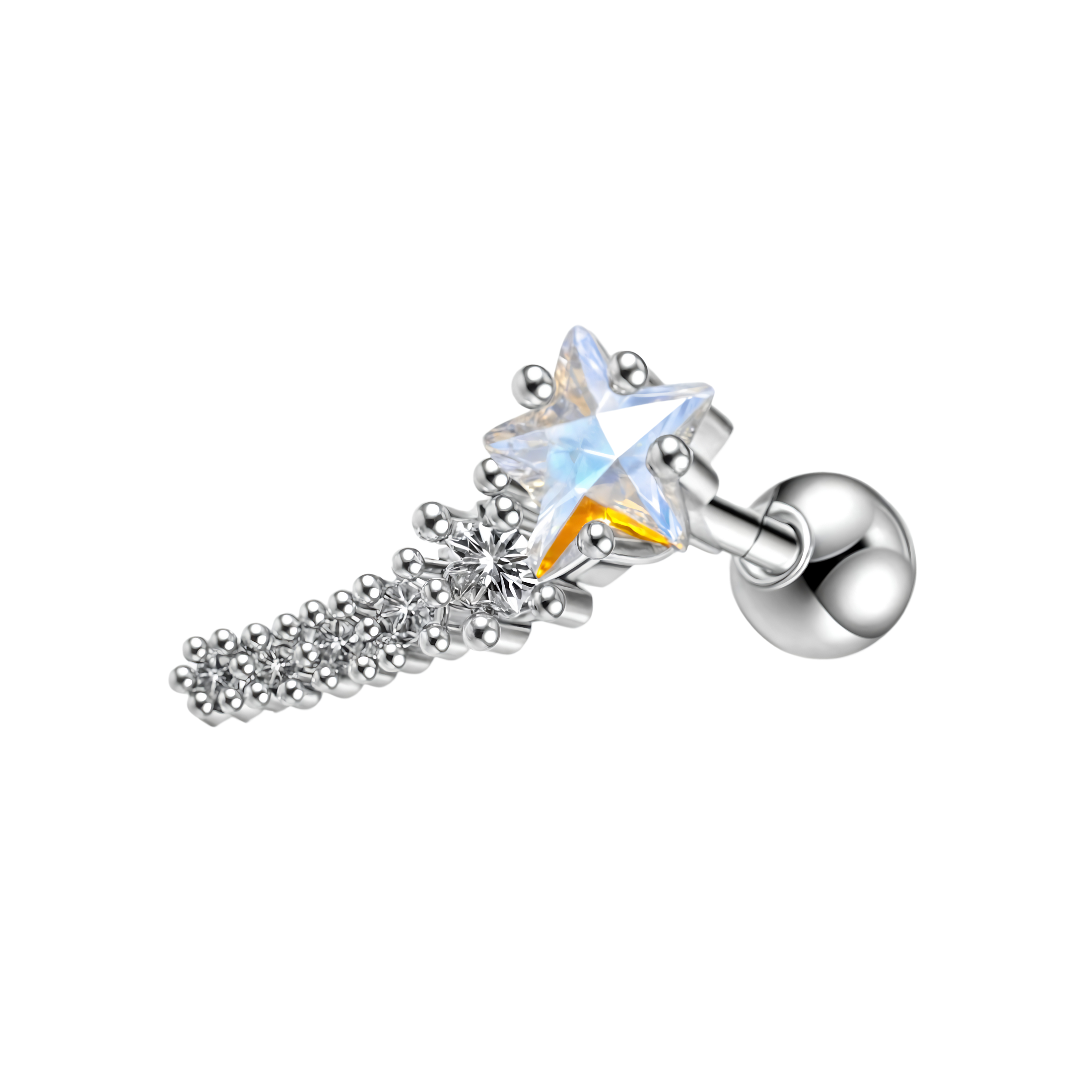 Aro Piercing Helix Flat Lóbulo estrella aurora boreal unidad