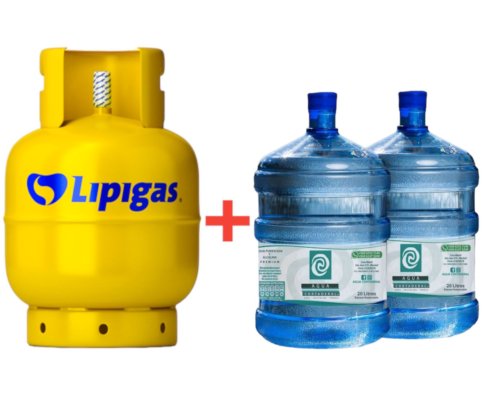 Recarga de Gas de 15 kg. más 2 recargas de agua de 20 Lts.