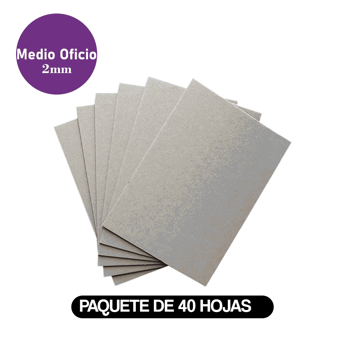 Medio Oficio Cartón Piedra 40 Hojas | 2mm