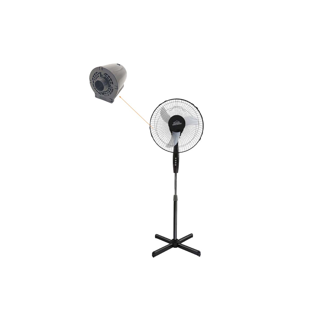CARCASA COMPLETA NEGRA VENTILADOR HOME ELEMENTS 16 PULGADAS