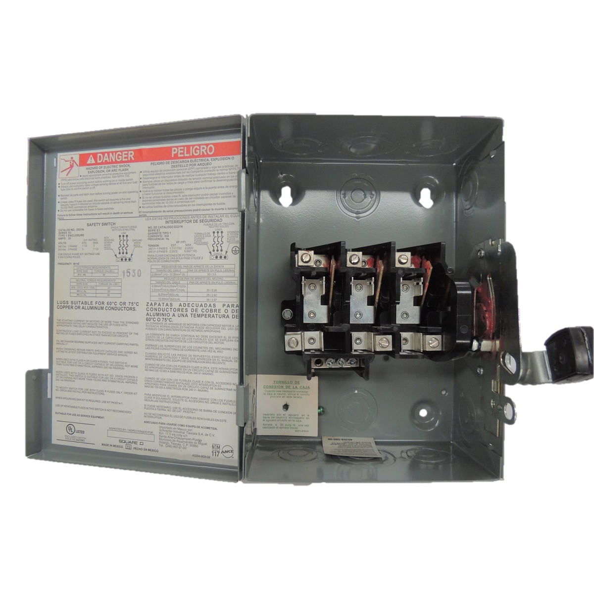 D321N Safety Switch, General Duty, Fusible, 30A, Pole,, 59% OFF