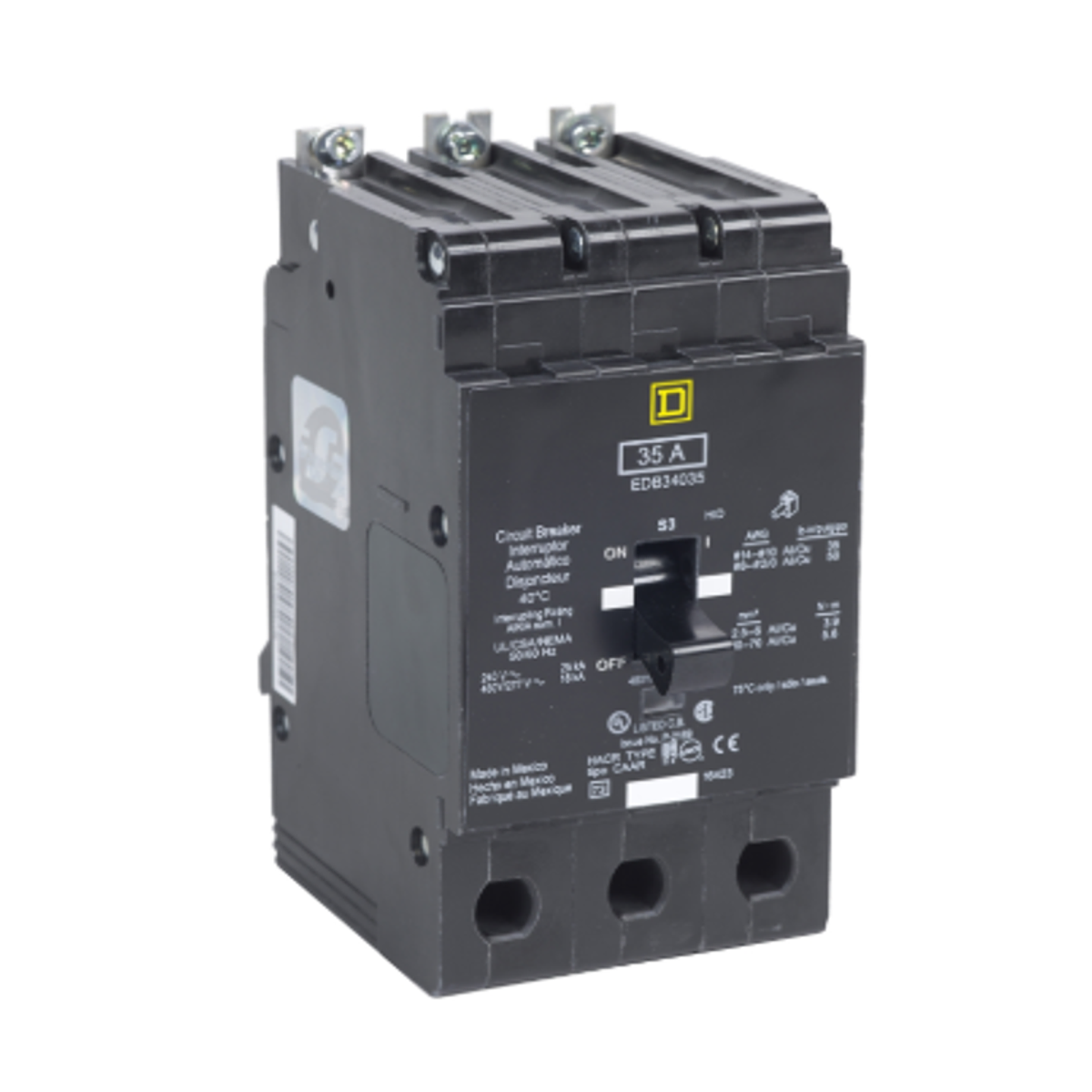 Interruptor termomagnetico 3 polos modelo EDB