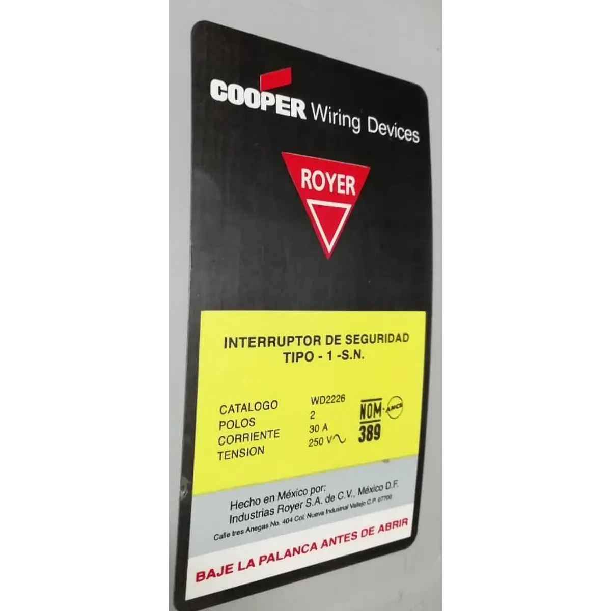 WD2226 INTERRUPTOR DE SEGURIDAD ROYER.