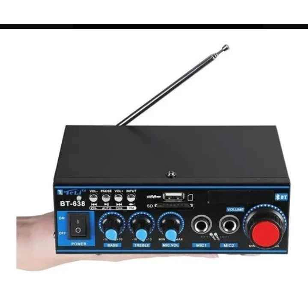 Amplificador Estéreo Teli BT- 638 mini 2 Canales Bluetooth