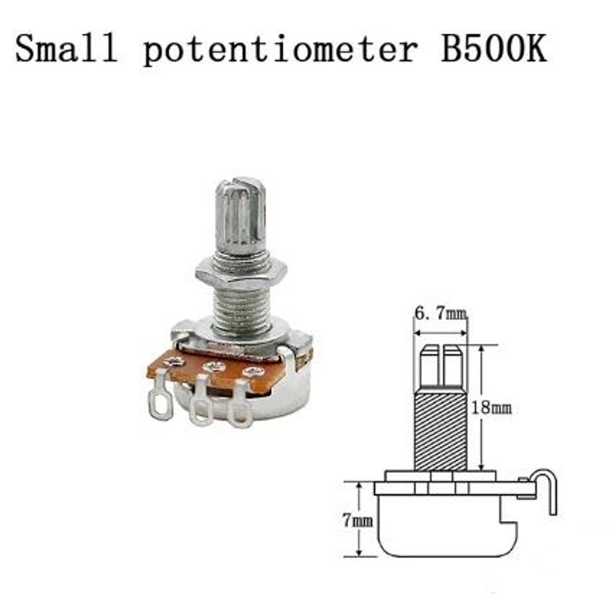 Potenciómetro B500k para guitarra y bajo