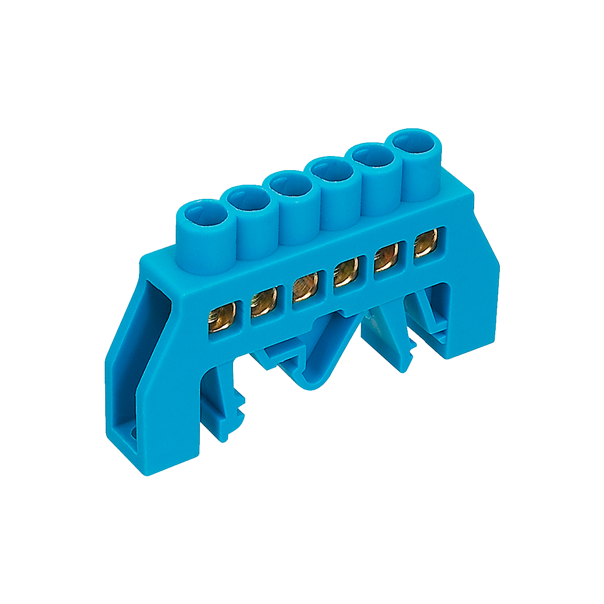 Barra de Conexión Aislada a Riel Din 6 Polos Azul