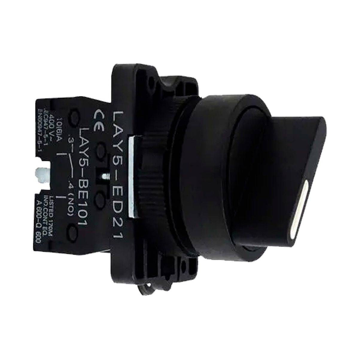 Selector Armado 22mm 2 Posiciones Maneta Corta 1 Contacto NA