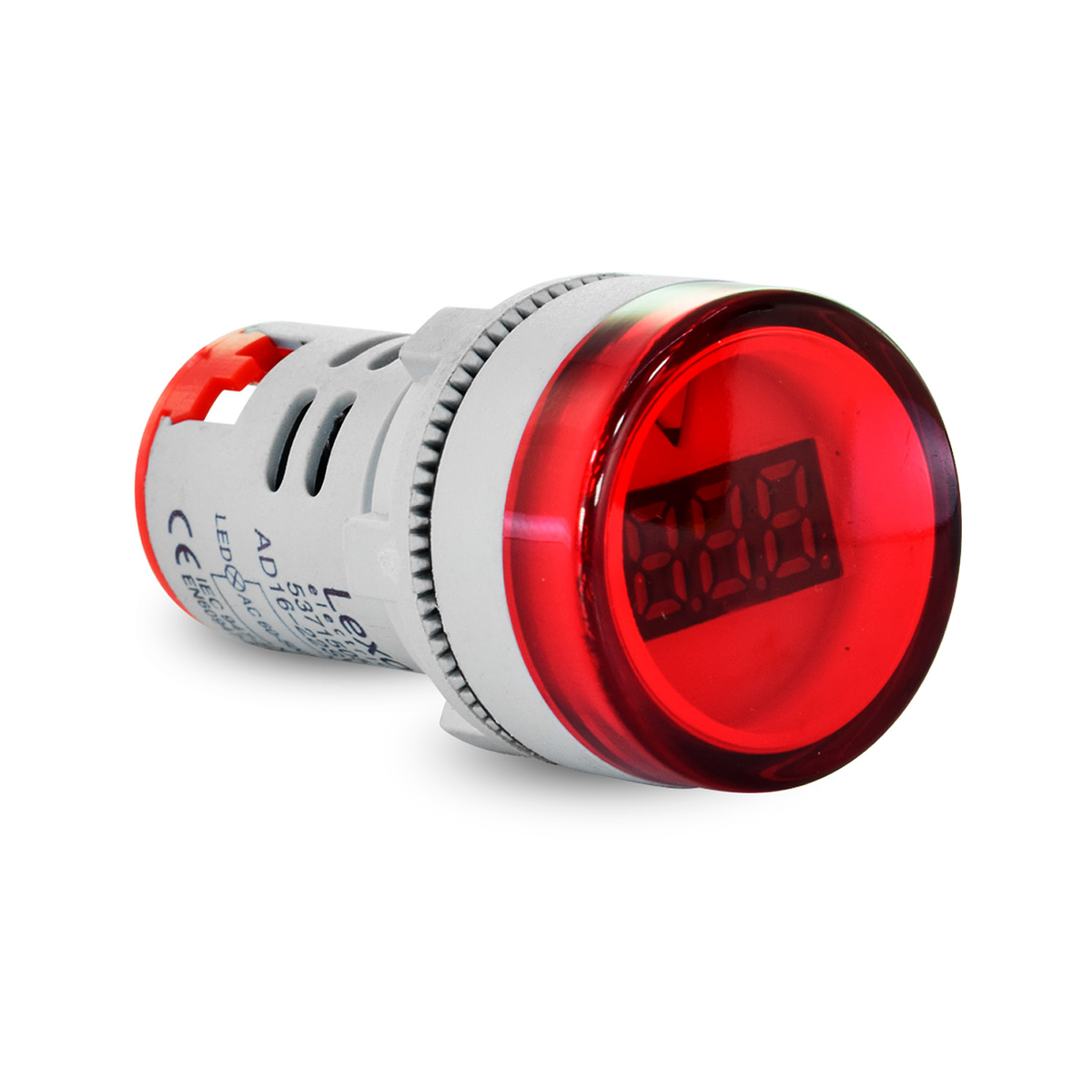 Luz Piloto LED Roja 22mm con Voltímetro 60-500V Visor Chico