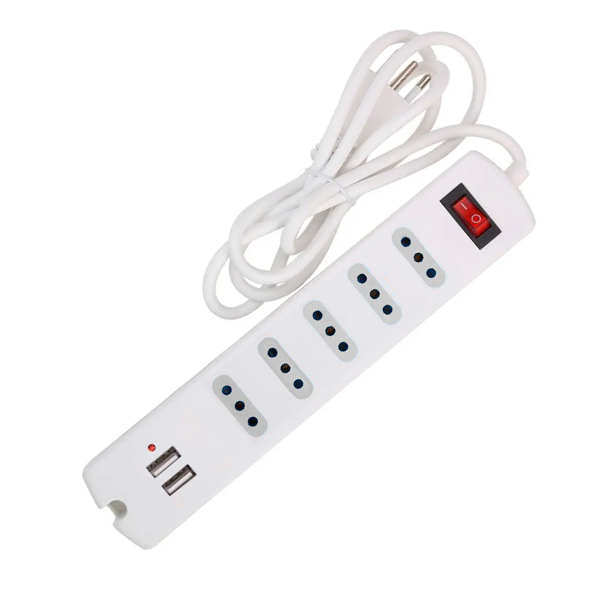 Alargador Multiple 5 Tomas + 2 USB Color Blanco 5 Metros