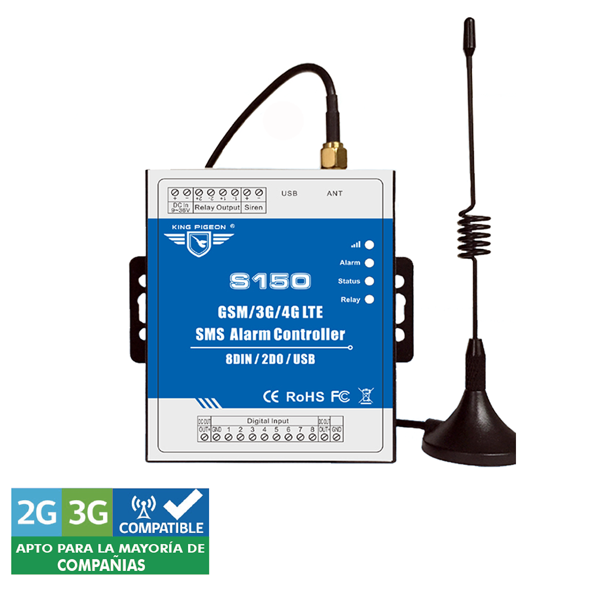 Control Remote GSM 4G Alarma (8DIN+2DO+USB) S150