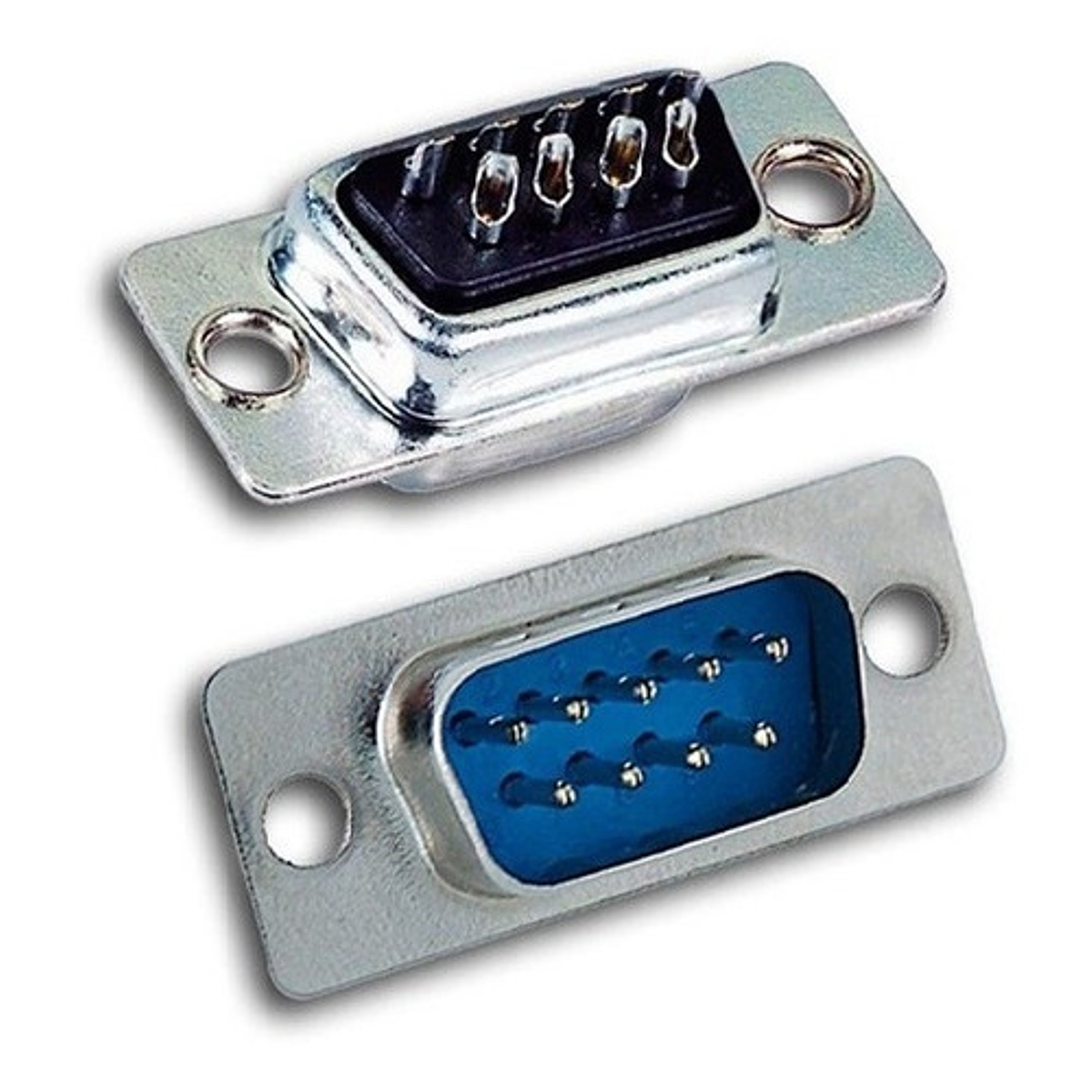 2 Conectores Conector Db9 Macho 2 Hileras 9 Pines Azul