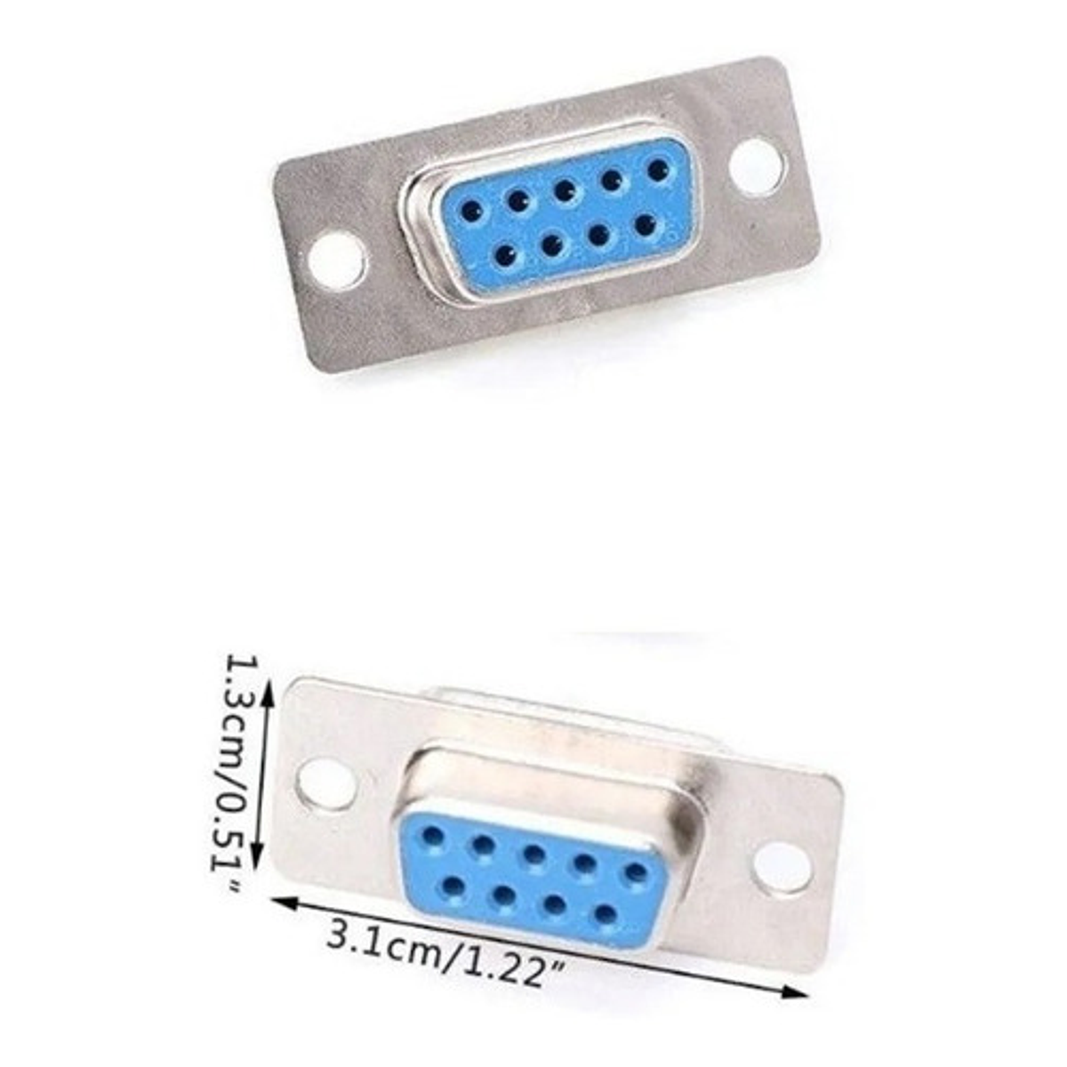 2 Conectores Conector Db9 Hembra 2 Hileras 9 Pines Azul