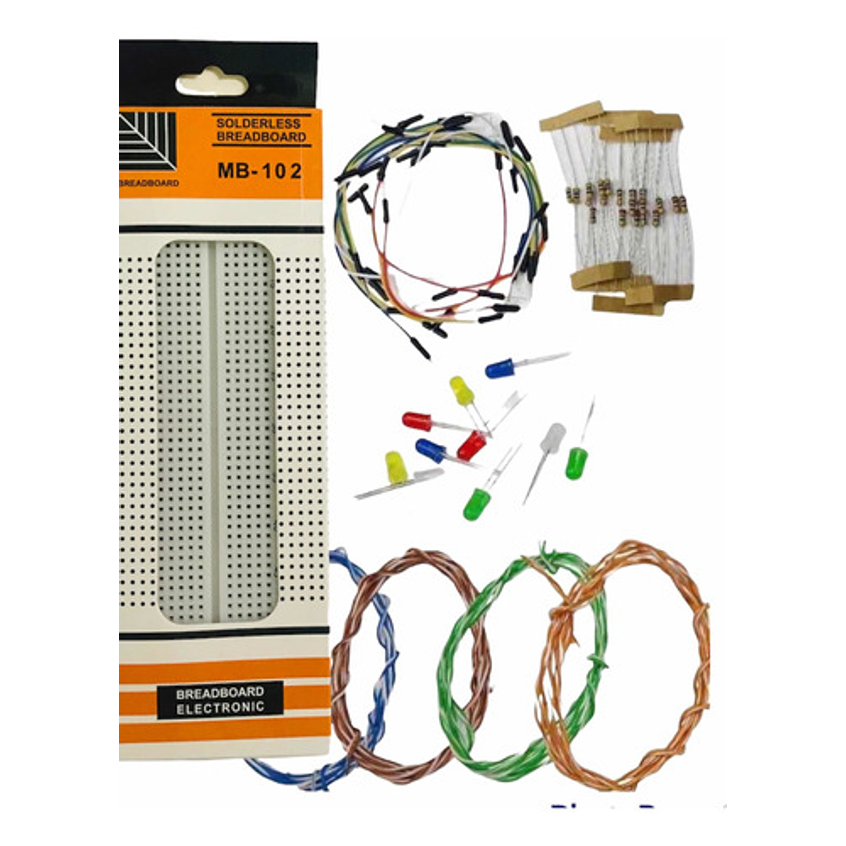 Kit Electrónico Caja Protoboard Jumpers Leds Resistencias