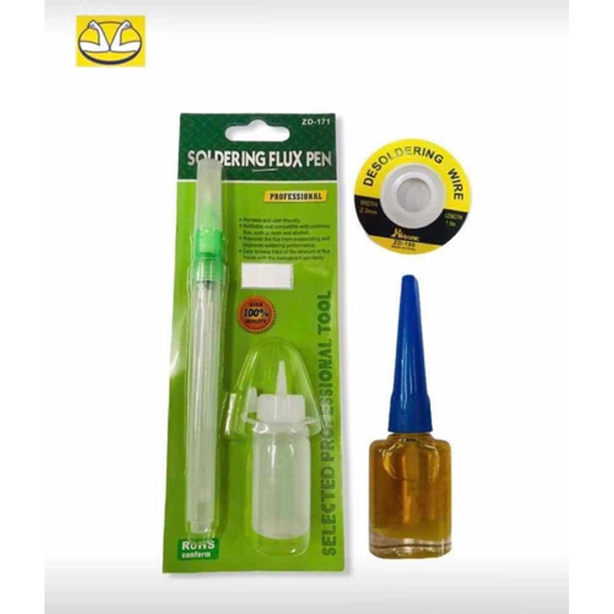 Kit Dispensador Para Flux + Flux Líquido + Malla Desoldadora