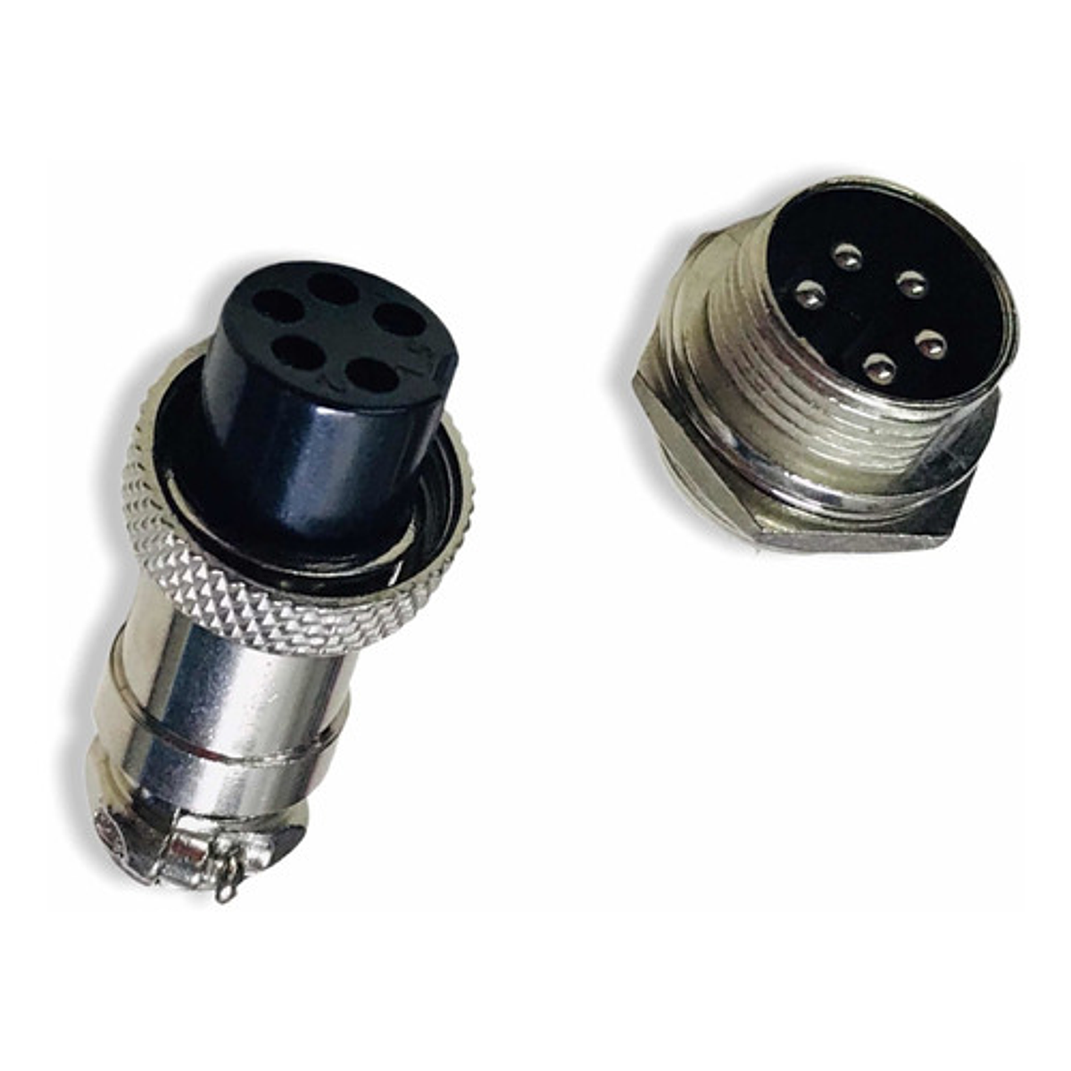 Kit 2 Conector Metálico Circular 5 Pines Hembra Y Macho